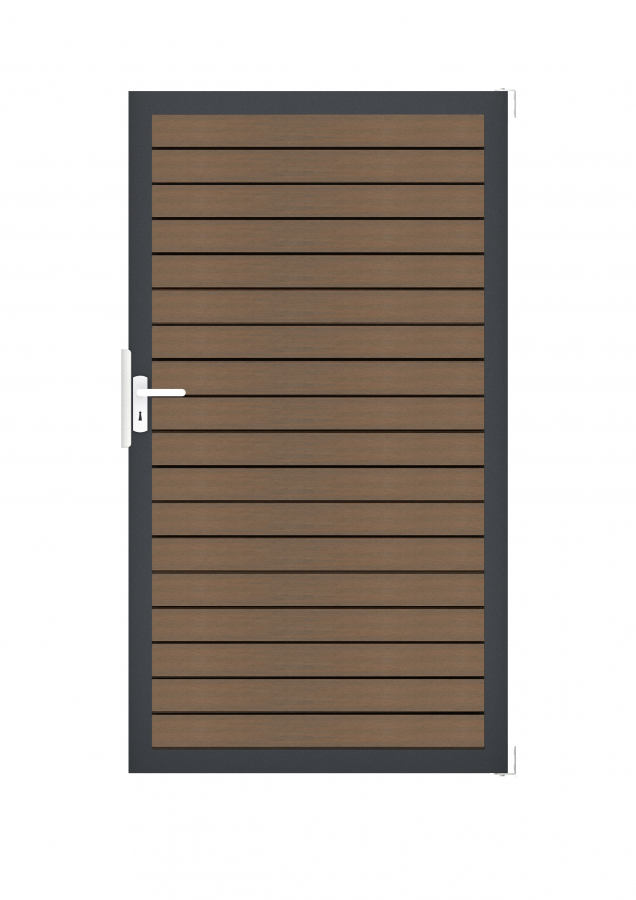 GrojaSolid Rhombus BPC Steckzaun Universal Tor 100x180cm Teak DB703 | Zaun